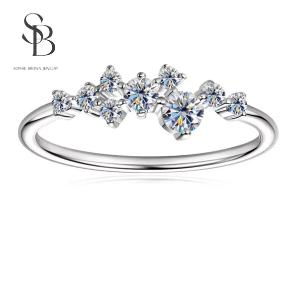 モアッサナイト ラウンド キラキラ S925 ゴージャス 指輪 リング ウェディング シンプル 小さめ 指輪・リング SOPHIE BROWN 通販｜Creema(クリーマ)
