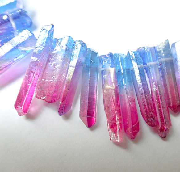 氷柱六角天然水晶・20本セット(ブルー&ピンク) 天然石 Mystic 氷柱六角天然水晶・20本セット(ブルー&ピンク) 天然石 Mystic