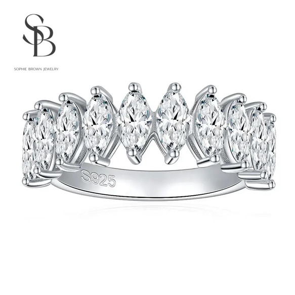 モアッサナイト マーキス ハーフエタニティリング キラキラ S925 ゴージャス ラグジュアリー 指輪 ウェディング 指輪・リング SOPHIE BROWN 通販｜Creema(クリーマ)