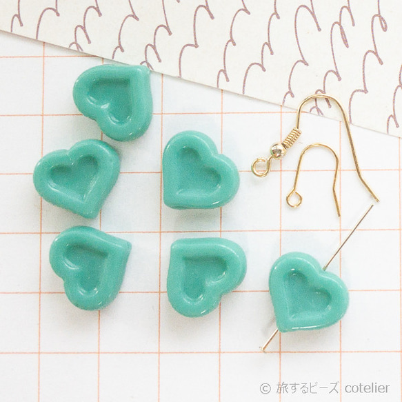 【14x12ミリ 6個】ターコイズ ハート チェコビーズ H086 ビーズ 〜旅するビーズ〜 cotelier 通販 17666215｜Creema(クリーマ)