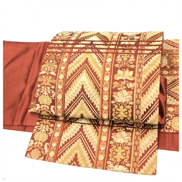正絹 二部式 名古屋帯 エスニック柄 茶 二部式 付け帯 中古品 和装小物（帯・半襟） 絹の森 通販 17703474｜Creema(クリーマ)