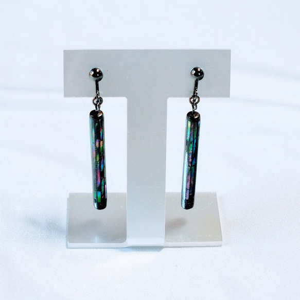 丸棒の螺鈿イヤリング「ライン」 木製漆塗 紙箱入（2405005） イヤリング・ノンホールピアス 漆工房ニライカナイ 通販 17706045 ...