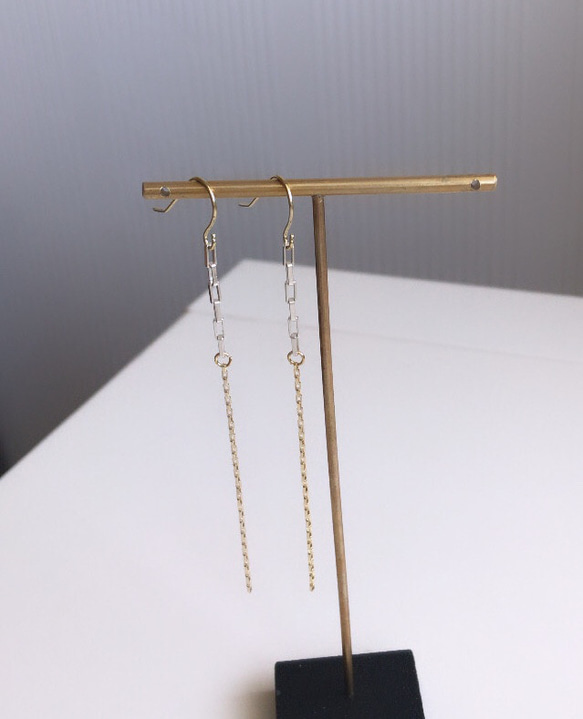 14kgf シルバー925 繊細バイカラーピアス ピアス（フック・チェーン） miracoro 通販｜Creema(クリーマ)