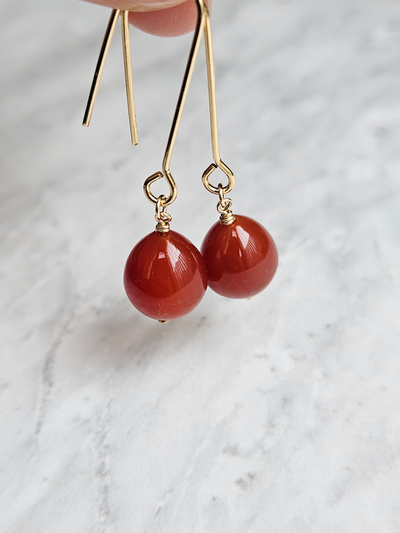 14kgf レッドオニキスのピアス ピアス（フック・チェーン） cherrykomm 通販 17734034｜Creema(クリーマ)