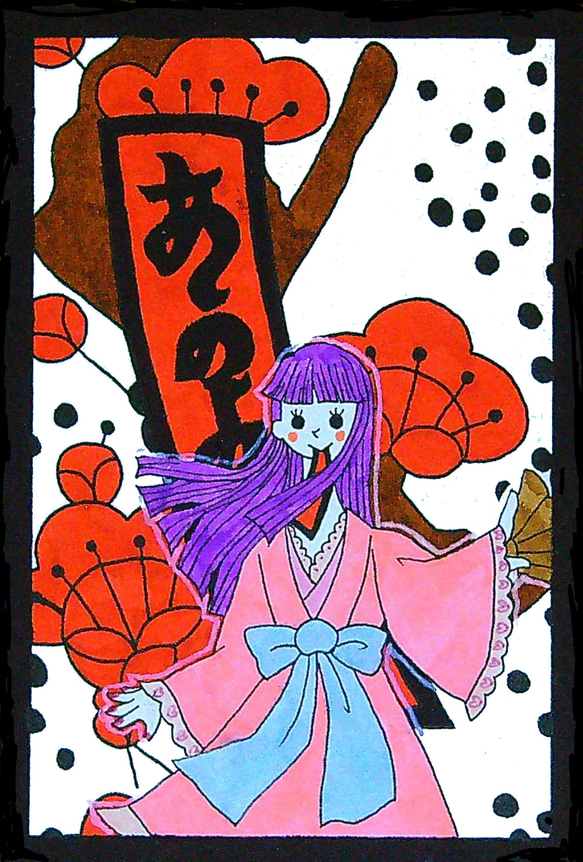 花札モチーフポストカードB イラスト りんな@C106 南2 d34a 通販 17742375｜Creema(クリーマ)