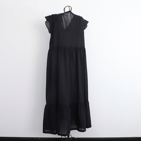 通気性&速乾性 ピンタックが柔らかさをプラス コットン 前開き 裾ティアードワンピース ブラック 0601BK ワンピース SWiMMY Clothing 通販 17745502｜Creema ...