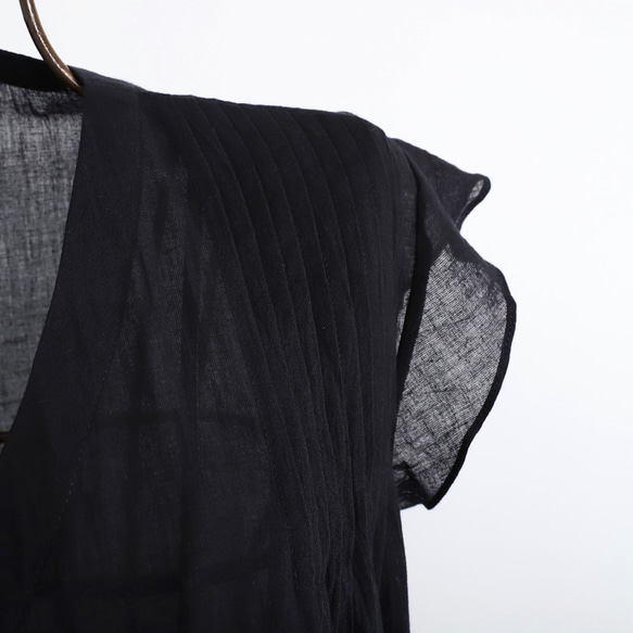 通気性&速乾性 ピンタックが柔らかさをプラス コットン 前開き 裾ティアードワンピース ブラック 0601BK ワンピース SWiMMY Clothing 通販 17745502｜Creema ...