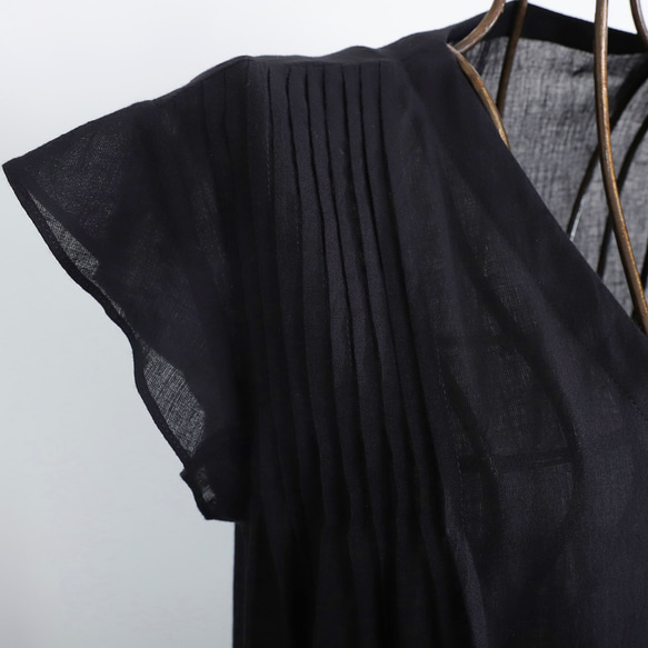 通気性&速乾性 ピンタックが柔らかさをプラス コットン 前開き 裾ティアードワンピース ブラック 0601BK ワンピース SWiMMY Clothing 通販 17745502｜Creema ...