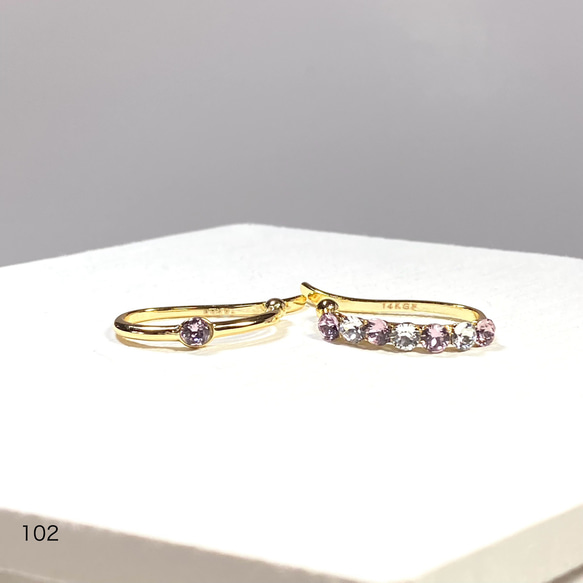 no.102 イヤーカフ14kgf ライトアメジストとクリスタル 送料無料 イヤーカフ はれのちHARE☆ 通販｜Creema(クリーマ)