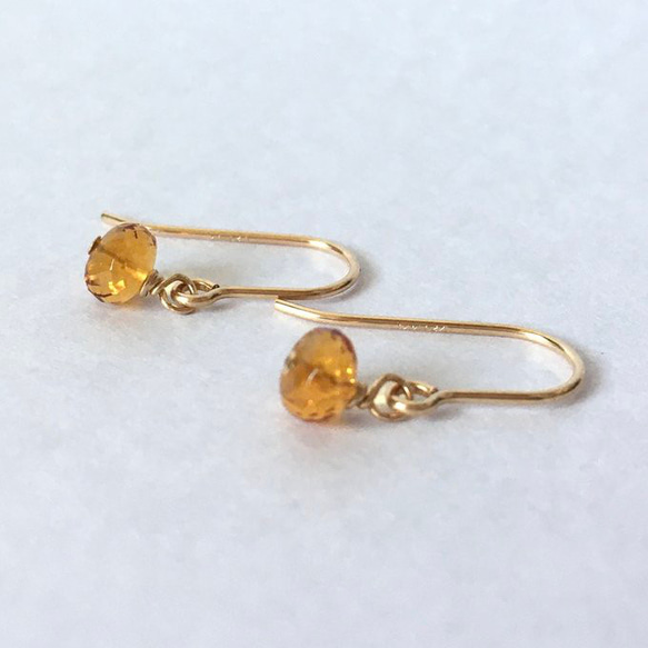 宝石質シトリンのピアス/14kgf/11月誕生石 ピアス（フック・チェーン） me’s 通販 17748610｜Creema(クリーマ)