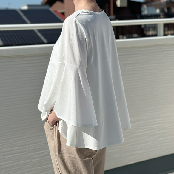 【送料無料再販】接触冷感★洗濯機で洗える 綿混フレア×フレア伸縮素材オシャレブラウス（ホワイト）24024WHF ブラウス AZ-U ELEGANCE 通販 17769939｜Creema(クリーマ)