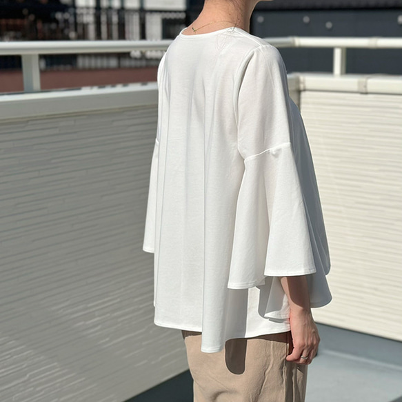 【新作再販】接触冷感★洗濯機で洗える 綿混フレア×フレア伸縮素材オシャレブラウス（ホワイト）24024WHF ブラウス AZ-U ELEGANCE 通販｜Creema(クリーマ) 17769939