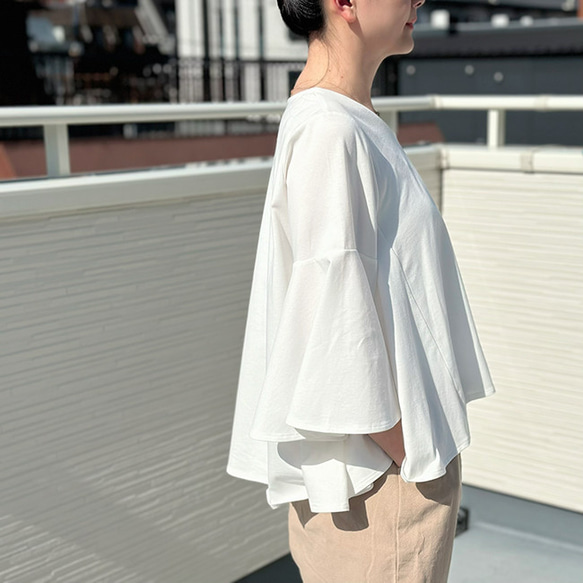 【送料無料再販】接触冷感★洗濯機で洗える 綿混フレア×フレア伸縮素材オシャレブラウス（ホワイト）24024WHF ブラウス AZ-U ELEGANCE 通販 17769939｜Creema(クリーマ)