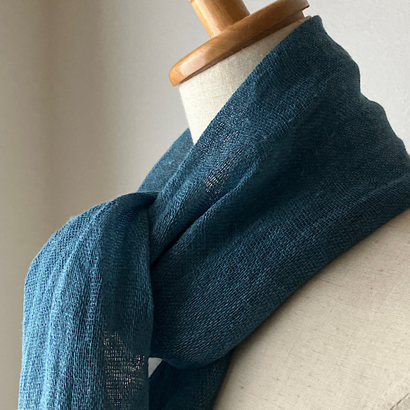 7%off ️藍染めヨーロッパリネンストール＊草木染 ストール ecOrganic Living 通販 17801711｜Creema(クリーマ)