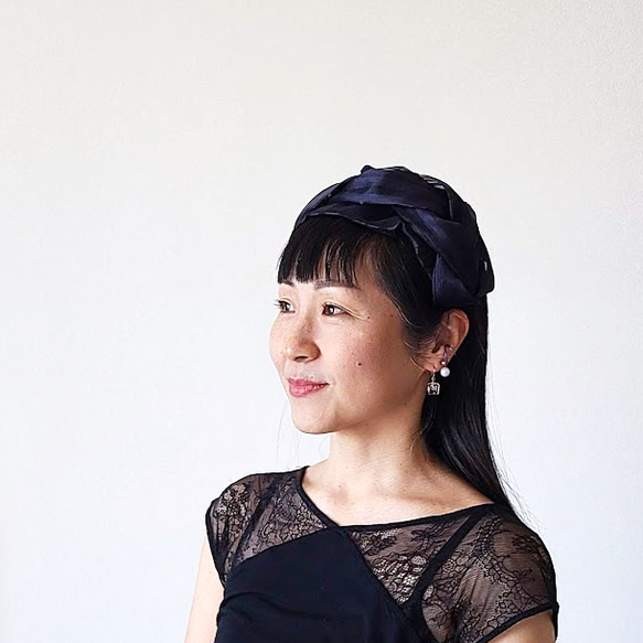 三つ編み ヘアボンネ ヘアバンド ネイビーシースルー ヘアアクセサリー 室内OK 白髪隠し ふんわり 軽い その他ファッション雑貨 ...