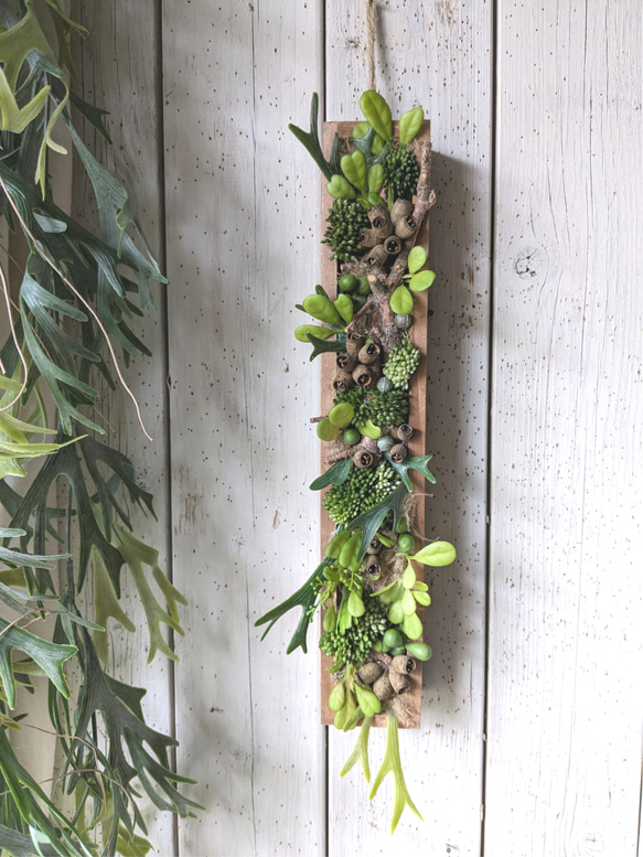 ウォ―ルアート*ウッドボックス(Br/lsize)*フェイクグリーン多肉植物の2way 多肉植物 Chêne 通販 17805481｜Creema(クリーマ)