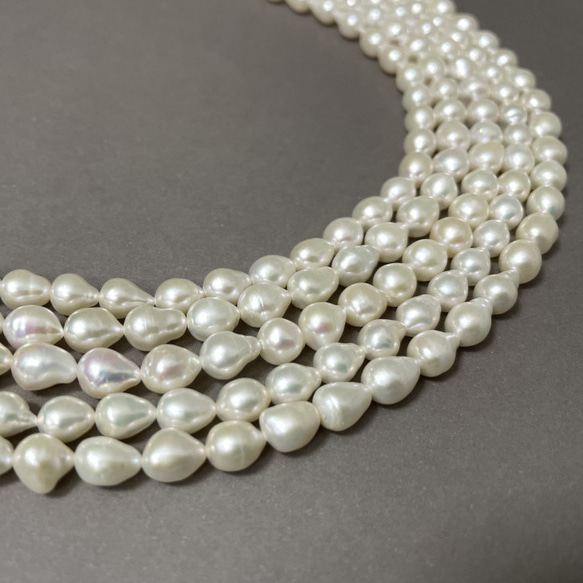 [半連] 淡水パール ドロップ AAA ミルキーホワイト 約6mm 約20cm 淡水真珠 1229101 天然石 Nilgems 通販 17809037｜Creema(クリーマ)