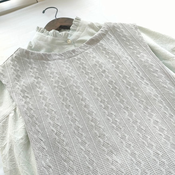 春秋向けアラン風ニットベスト M・L ベスト kurumi no mori* 通販 17812598｜Creema(クリーマ)