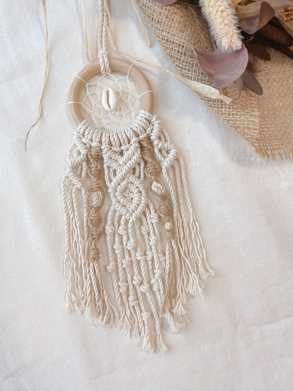 マクラメドリームキャッチャー/マクラメタペストリー/西海岸インテリア/シェル/ウッドリング タペストリー・壁掛け ameri macrame 通販 17816086｜Creema(クリーマ)