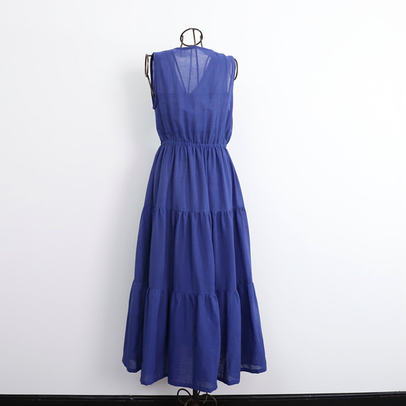 シェルボタン コットン ノースリーブ ティアードワンピース ネイビー 0605NV ワンピース SWiMMY Clothing 通販 17851486｜Creema(クリーマ)