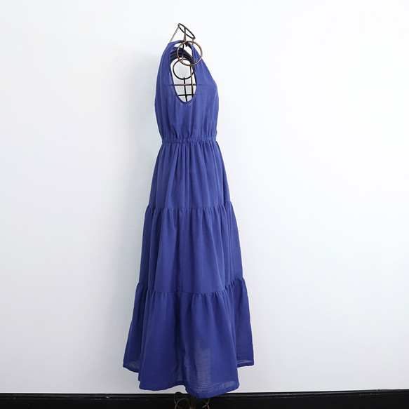 シェルボタン コットン ノースリーブ ティアードワンピース ネイビー 0605NV ワンピース SWiMMY Clothing 通販 17851486｜Creema(クリーマ)