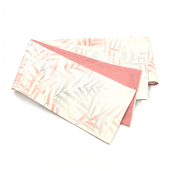 夏絽 半幅帯 上質 正絹 クリームxピンク 両面柄 長さ460 幅15 中古品 和装小物（帯・半襟） 絹の森 通販 17852532 ...