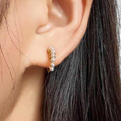 c1114 小粒 パール ハーフフープ ピアス K14GP 大人可愛い パーティ デイリー 華奢 ピアス（フープ） curro 通販｜Creema(クリーマ)