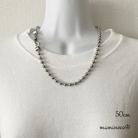 オールステンレス製 ボールチェーンネックレス 幅6mm 50cm ネックレス・ペンダント mamineco 通販 17859672｜Creema(クリーマ)