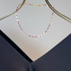 Romantic Pink＊ ルビーとグラスビーズのショートネックレス チョーカー Ichi-ring（いちりん） 通販 17876785｜Creema(クリーマ)