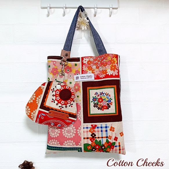 アシンメトリー デザイントートバッグ＆バッグホルダーポーチ ♡2点セット♡ トートバッグ ♡CottonCheeks♡ 通販 17889862｜Creema(クリーマ)
