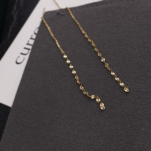 silver925 ペタルチェーン アメリカンピアス K14gp オフィス 華奢 c1153 ピアス（フック・チェーン） curro 通販 17898443｜Creema(クリーマ)