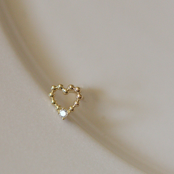 ハート ピアス ジルコニア シルバー925 K14gp オフィスコーデ 華奢 4060205 ピアス（スタッド・一粒） curro 通販｜Creema(クリーマ) 17898527
