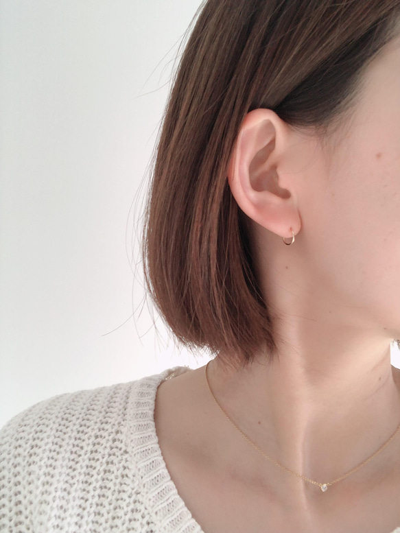 【14kgf 】【silver925】8mm シンプル キャッチレスフープピアス ピアス（フープ） La Brillante 通販 17898671｜Creema(クリーマ)