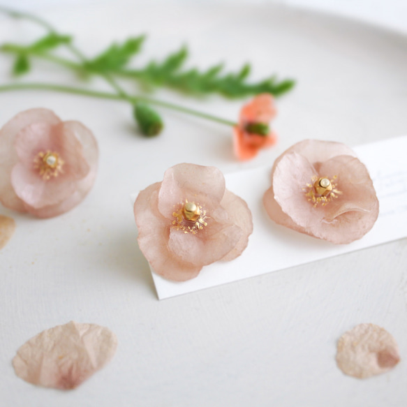 ひなげしのドライフラワーの耳飾り｜14kgfピアス｜イヤリング｜No.195 ピアス（スタッド・一粒） saki 通販 17904882｜Creema(クリーマ)