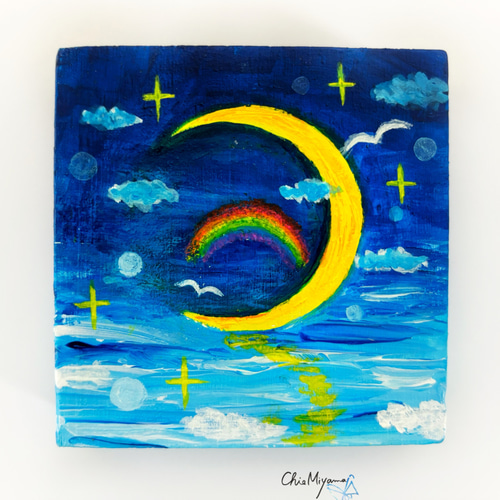 原画【月の輝き】 抽象画 月 moon 三日月 ブルー 青 おしゃれ 原画【月の輝き】 抽象画 月 moon 三日月 ブルー 青 おしゃれ