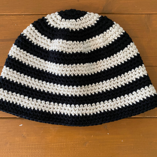 2色ボーダー☆クロシェハット* バケットハット バケハ ビーニー 2色ボーダー☆クロシェハット* バケットハット バケハ ビーニー