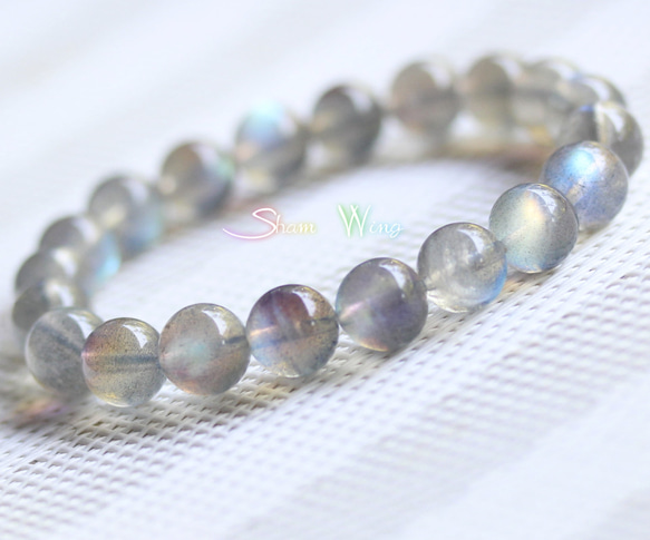 宝石質レインボーラブラドライト約9～9.3mmブレスレット☆極レッセンス 天然石 ブレスレット 天然石【素材屋】Sham Wing 通販 ...