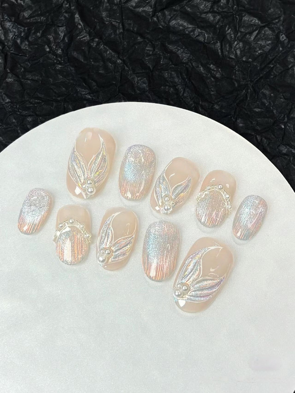 マリン ネイルチップ マーメイド マグネット ミラーネイル 急ぎ 夏 フリーサイズ うるつや ネイルチップ（つけ爪） Lucente Nail 通販 17947321｜Creema(クリーマ)