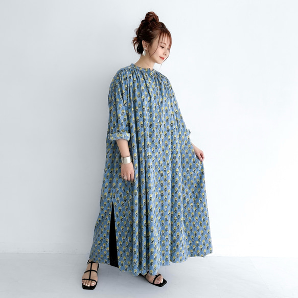 期間限定SALE】インド綿 ブロックプリントのロングシャツ 期間限定SALE】インド綿 ブロックプリントのロングシャツ