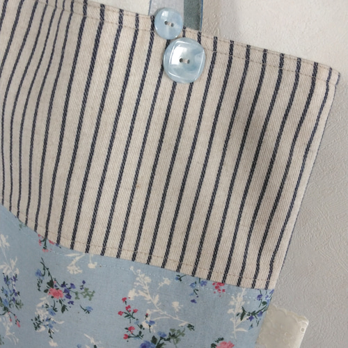 トートバッグ(ブルー花柄×縞柄) トートバッグ atelier-f. 通販 トートバッグ(ブルー花柄×縞柄) トートバッグ atelier-f. 通販