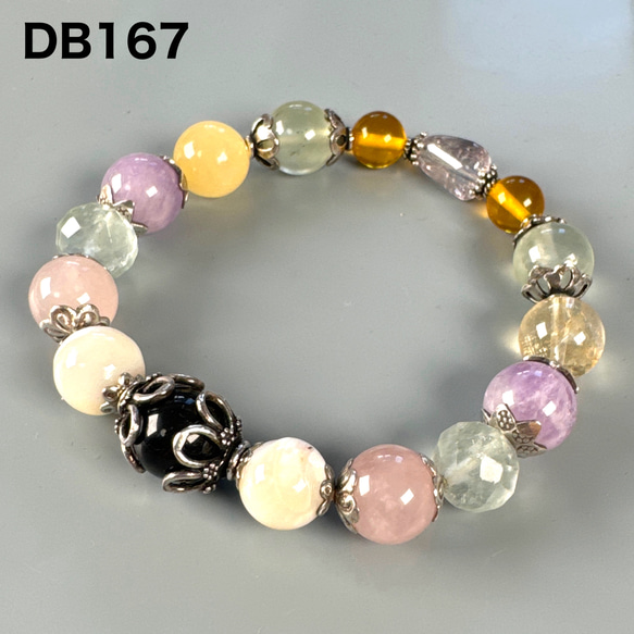 アメジストエレスチャル アンバー ディープローズクォーツ ブレスレット DB167 天然石 pinky 通販 17965499｜Creema ...