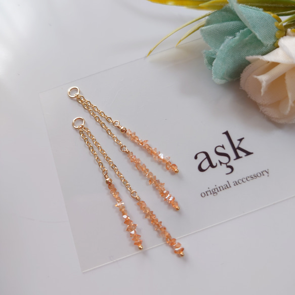 14Kgf オレンジカラー ハーキマーダイヤモンドのビアスチャーム ピアス（その他） aşk(あしゅく) 通販 17965896｜Creema(クリーマ)