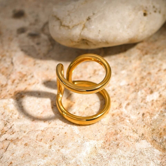 金アレ対応 316L 18k シンプルバックオープンリング(0573) 指輪・リング maoriru 通販｜Creema(クリーマ) 17972190