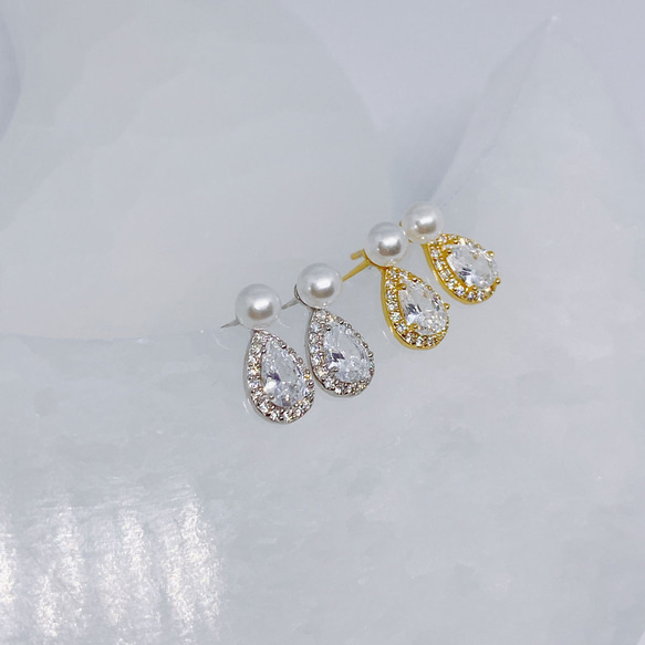 silver925 パール ビジュー ピアス K14gp ドロップ イヤリング 4060235_80 ピアス（スタッド・一粒） curro 通販 17979165｜Creema(クリーマ)