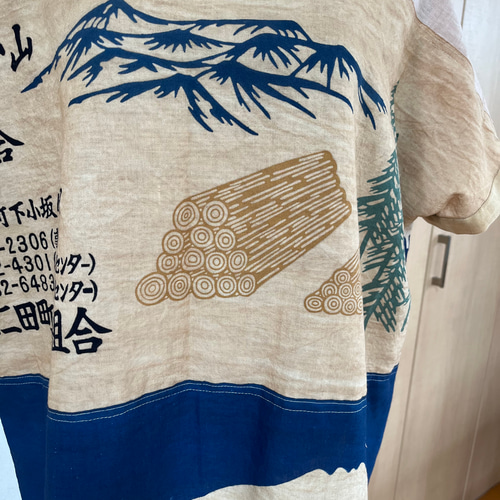 柿渋染め手ぬぐいのチュニック 富士山 フリーサイズ チュニック 柿渋染め手ぬぐいのチュニック 富士山 フリーサイズ チュニック