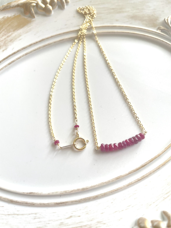 赤い宝石 ルビー 華奢ネックレス 14kgf ネックレス・ペンダント marjoram 通販｜Creema(クリーマ) 17996534