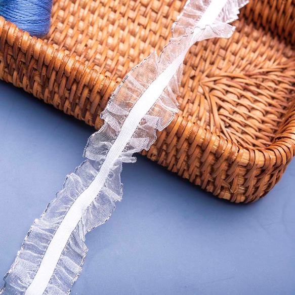 B341 両山白色フリルストレッチレース 手芸用品 レース 7/24-9/1休みʚmummyɞ 通販｜Creema(クリーマ) 18001715