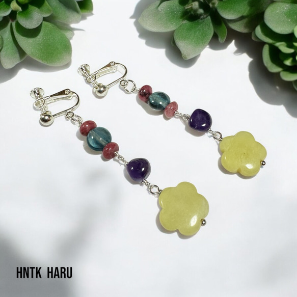 HNTK オリーブジェイド＆アメジスト イヤリングピアス選択 P0359 イヤリング・ノンホールピアス hinataku 通販 ...