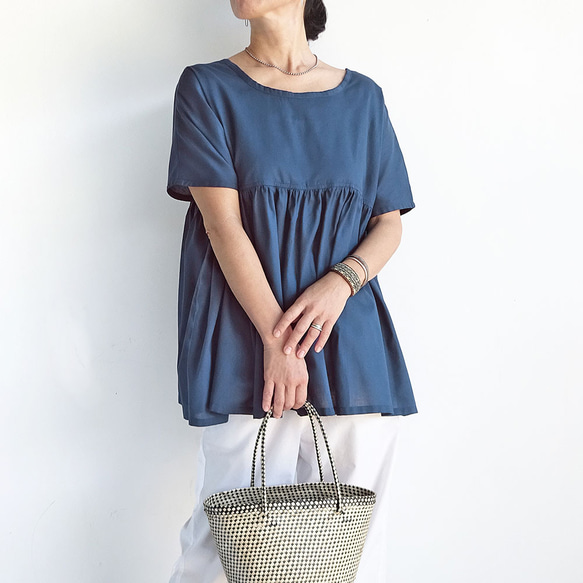 2way ギャザープルオーバー（ネイビー） ブラウス ngaco-belo＆stjarna 通販 18018170｜Creema(クリーマ)