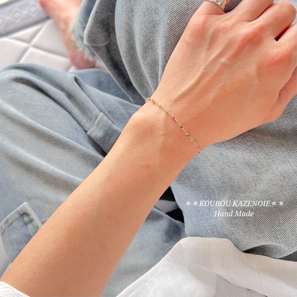 高品質 小さな天然石の14kgfブレスレット ルビーインゾイサイト 受注制作 ブレスレット KOUBOU KAZENOIE 通販 18019484｜Creema(クリーマ)